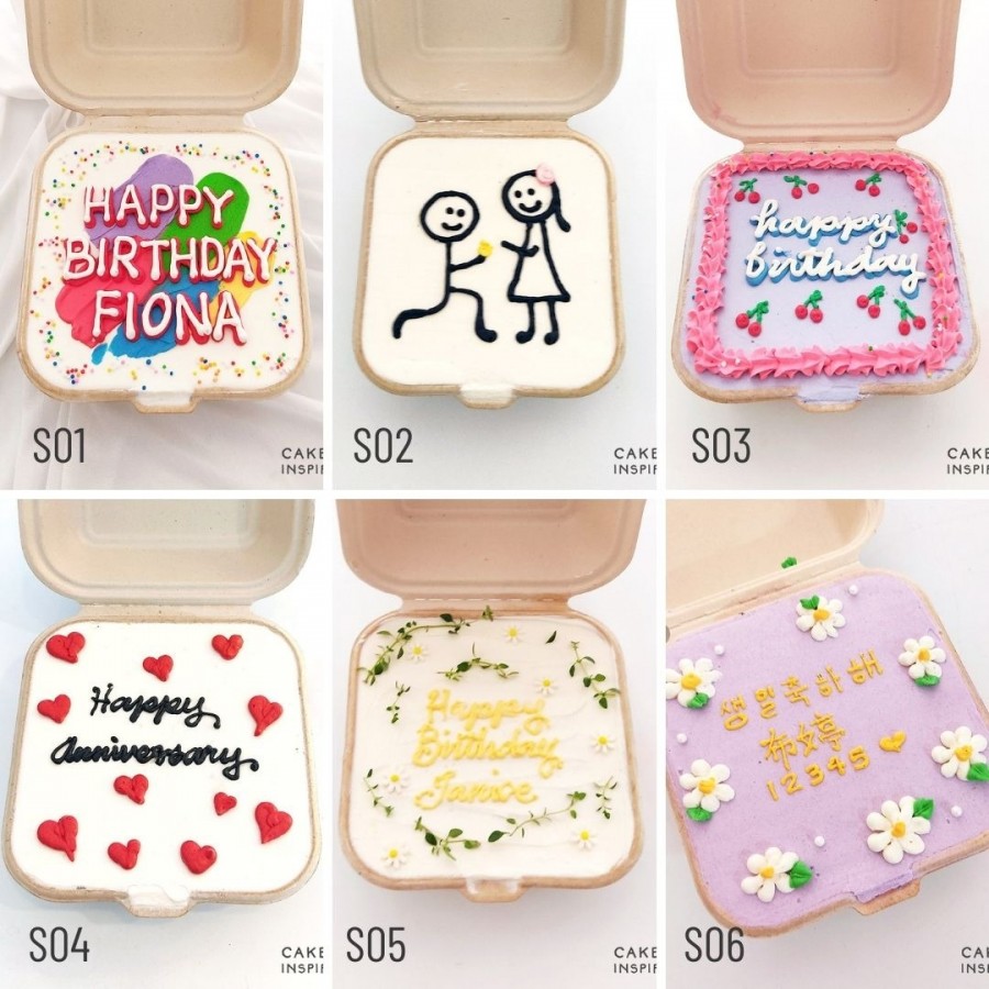 Korean Sqaure Bento Cakes at $25.00 per Cake | CAKEINSPIRATION